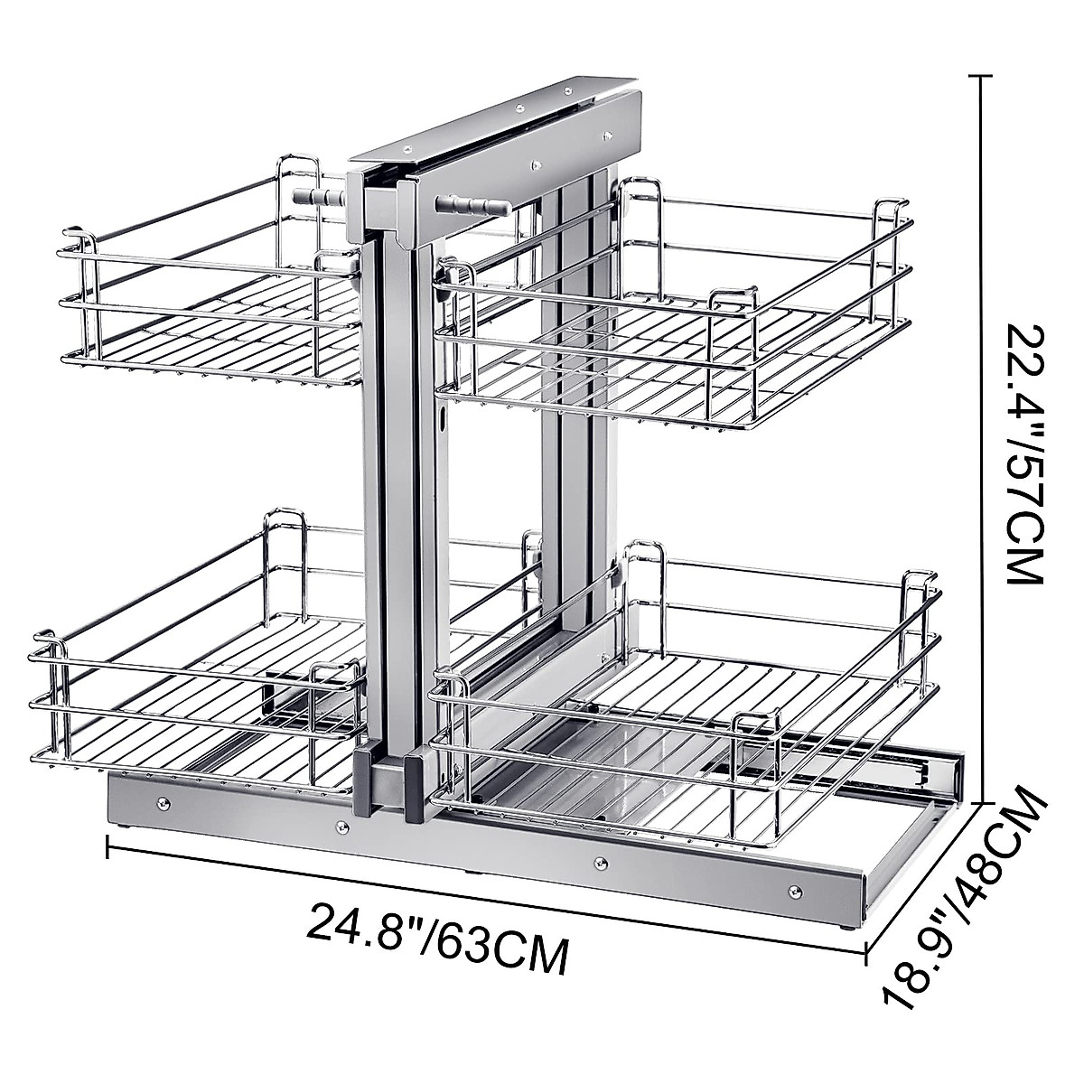 VEVOR Pull Out Blind Corner Cabinet, 15.7 Inch Opening Chrome Soft Close Blind Corner with Four Shelf, Slide Out Kitchen Cabinet Organizer for Minimum Cabinet Size 31.5''Wx21.6''Dx25.6''H