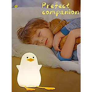 Ammonite Nursery Night Light, Cute Silicone Duck Lamp for Kids, Soft Silicone Kids Nursery Nightlight USB LED Touch Lamp Kids Bedroom Decor as Xmas Birthday Gifts for Boys Girls