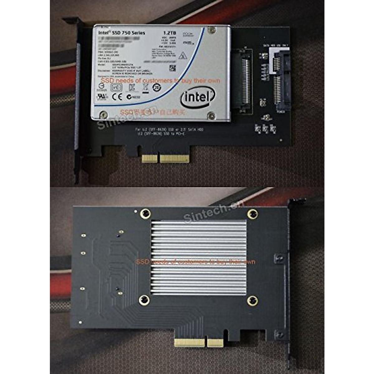 Sintech U.2 SFF-8639 NVMe SSD to PCI-e 4X 3.0 Adapter for Intel 750/P3500 3600…