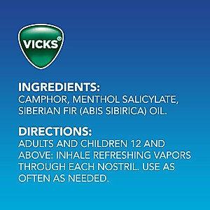 Vicks VapoInhaler, On-the-Go Portable Nasal Inhaler, Non-Medicated, With Refreshing Vicks Vapors, Menthol Scent , 2 Scented Sticks