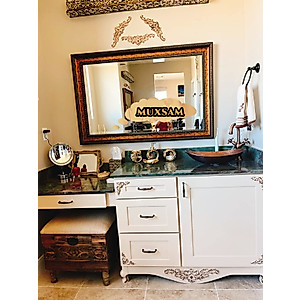 MUXSAM Long Wood Carved Appliques Onlays, 1-Pack Unpainted Decorative Corner Carving Decals Set for Wall Door Cabinet Mirror Closet Wardrobe Dresser Mantel Staircase DIY Project, 30x8cm/11.81"x3.15"