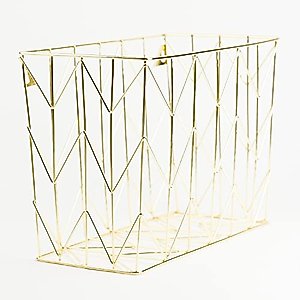 U Brands Hanging File Desk Organizer, Wire Metal, Gold - 894U02-06