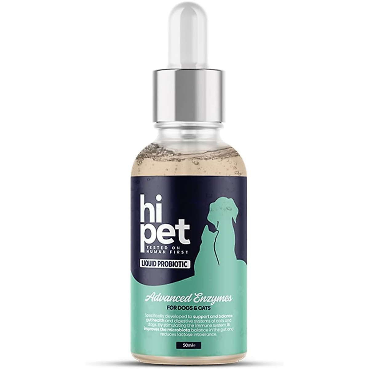 HiPet Liquid Probiotics for Dogs and Cats, Digestive Enzymes for Dogs, 13 Billion CFU/ML, Lactose Intolerance Formula for Pets, Cat and Dog Probiotics for Digestive Health, 1.7 Fl Oz