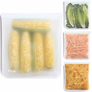 rezip Gallon Freezer Safe Reusable BPA-Free Food Grade Storage Bag 4-Pack, Leakproof, Dishwasher Safe, Travel Friendly, (4) Gallon 16-Cup/128-Ounce