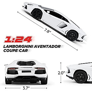 SainSmart Jr. x Rastar Remote Control Car, 1:24 Scale Aventador Coupe Race Toy Car, RC Hobby Model Vehicle for Boys, Girls and Adults, White