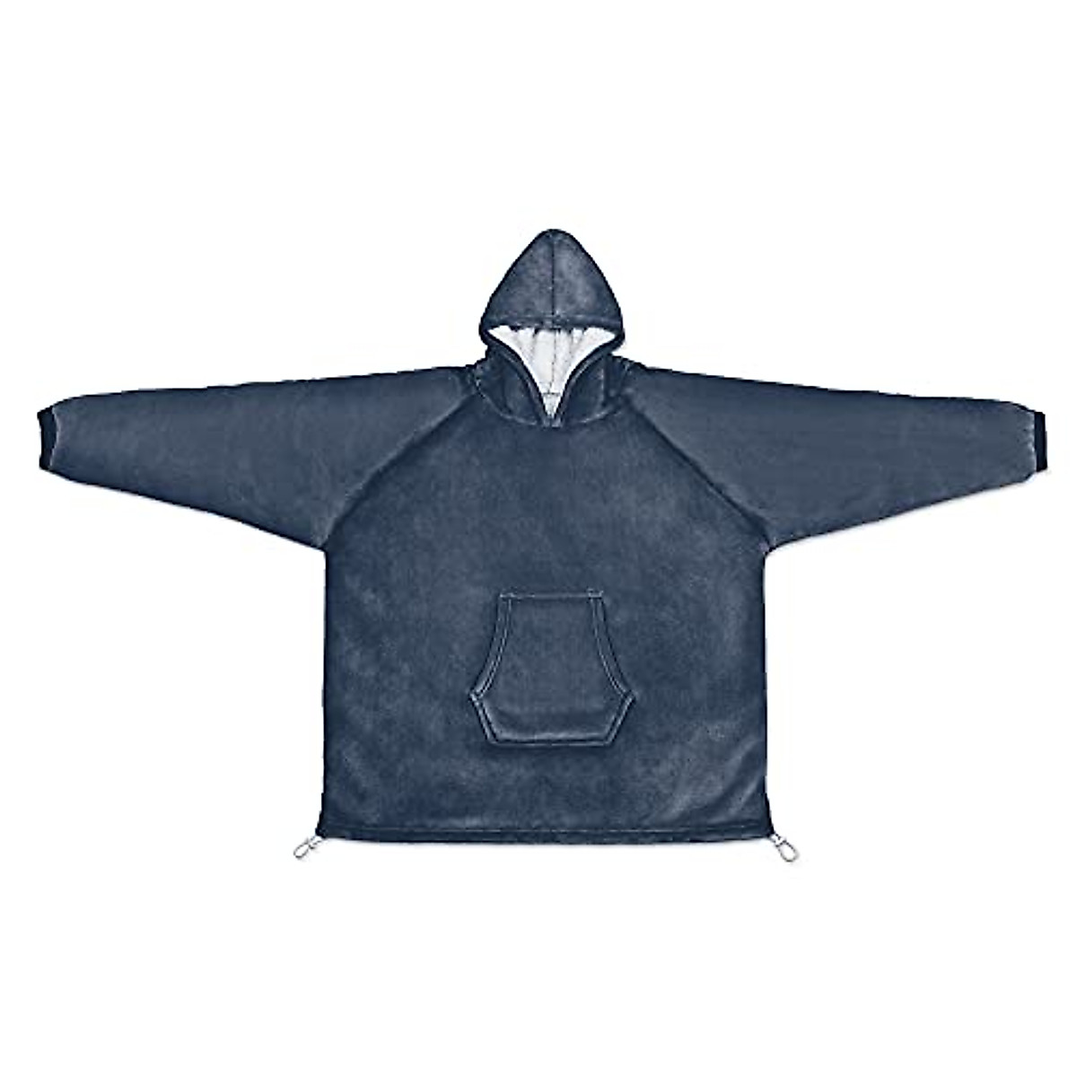 Premium Wearable Hooded Sweater Blanket for Adult Women and Men 37"x32" - Super Soft, Lightweight, Microplush, Cozy and Functional Throw Blanket (Navy Blue)