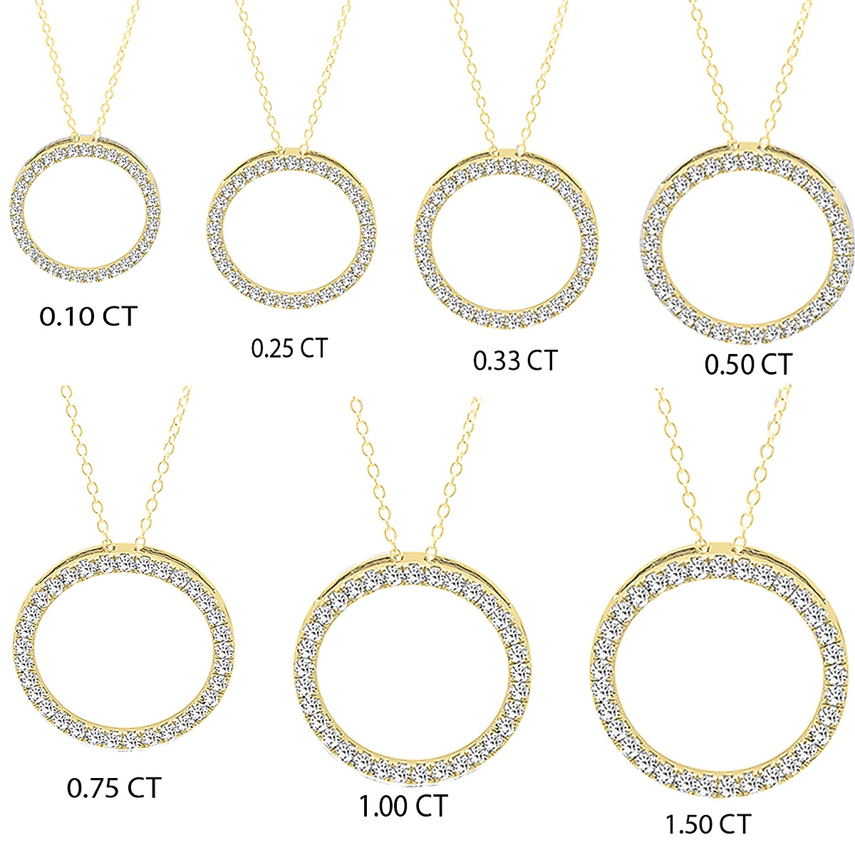 Dazzlingrock Collection 0.10 Carat (ctw) DGLA Certified Round White Diamond Circle Pendant (Gold Chain Included) 1/10 CT, 18K Yellow Gold