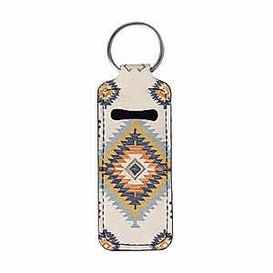 FKELYI Western Aztec Tribal Chapstick Keychain Holder Portable Lipstick Sleeve Pouch Lip Gloss Tube Holder