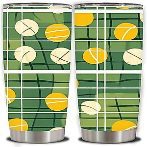 FOCIUZTA Cartoon Tennis Ball Pattern 20oz Tumbler with Lid, Travel Coffee Cup, Ideal for Easter, Gaming Enthusiast, Mother Day, and Birthday Gifts