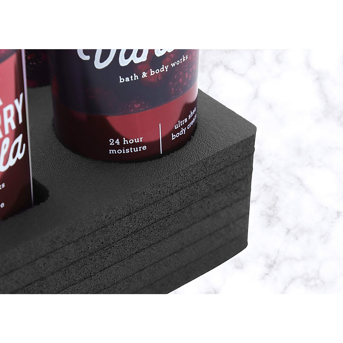 Polar Whale 2 Lotion and Body Spray Stand Organizers Tray Washable Waterproof Insert for Home Bathroom Bedroom Office 6 x 6 x 2 Inches 6 Slots Black 2pc Pair Set