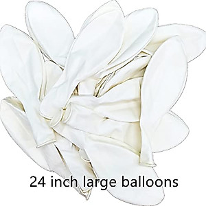 15pcs Latex Big Balloons 24 Inch White Large Balloons Giant Heavy Duty Balloons for Wedding Baby Shower Birthday Party New Year's Day Decorations