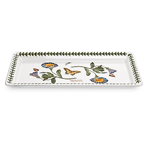 Portmeirion Botanic Garden Sandwich Tray | 11.75 Inch Serving Tray with Convolvulus Motif | Made from Porcelain | Microwave, Dishwasher, and Freezer Safe
