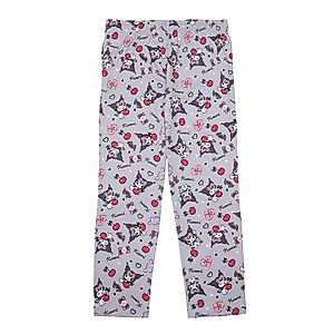 Kuromi Women's Punk Rabbit Allover Print Design Adult Lounge Pajama Pants for Men and Women, Small Grey