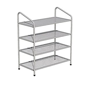 Shoe Rack Shoe Shelf Stackable Shoe Rack Shoe Rack Organizer 4 Tier / 5 Tier 12-14 Pairs, Metal Stackable Shoe Storage Wire Grid Shoe Shelf for Closet Entryway Bedroom Living Room Shoe Bench Stackabl
