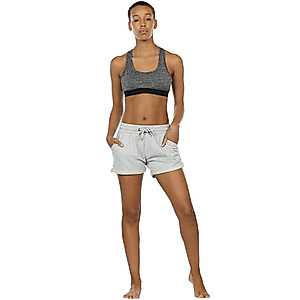 icyzone Workout Lounge Shorts for Women - Athletic Running Jogging Cotton Sweat Shorts (L, Dusty Pink/Light Gray)