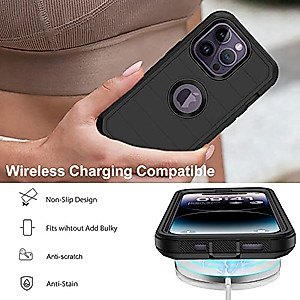 Annymall for iPhone 14 Pro Max Case with 2 Screen Protector,Full Body Shockproof Drop Protection Dust Proof Heavy Duty 3-Layer Military Rugged Durable Cover for Apple iPhone 14 Pro Max 6.7" (Black)