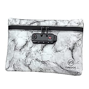 FIREDOG Smell Proof Bag with Combination Lock,6"x9" Odor Proof Pouch Case Container for Travel Storage (Marble Black)
