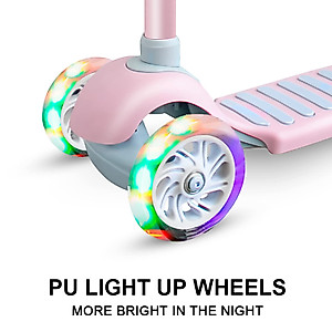 67i Scooters for Kids 2+ Year Old, Kids Scooter 3 Wheel, Toddler Scooter with Lean-to-Steer System and 4 Height-Adjustable Handlebar (Pink)