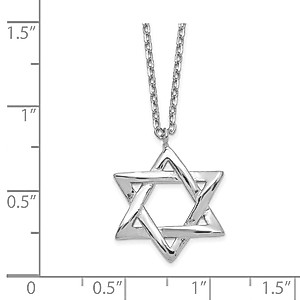 Solid 925 Sterling Silver Star of David Lucky Jewish 1in Extension Pendant Necklace Charm Chain