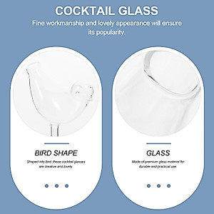 Hemoton Wine Glasses Set of 4, Bird Shape Wine Glasses Cocktail Glass, Bird Martini Glasses for Holidays Anniversary Birthday Wedding Party Celebrations 5 Ounce/150ml