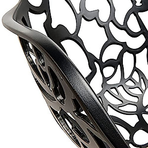 LeisureMod Devon Modern Aluminum Indoor-Outdoor Stackable Side Dining Arm Chair, Set of 2 (Black)