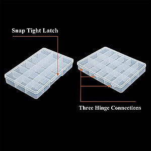 BangQiao 2 Pack Fixed 18 Grids Clear Plastic Compartment Container Case, Transparent Organizer Storage Divider Box with Lid for Bead, Button, Hardware, Screw, Sewing Kit, Craft Supplies