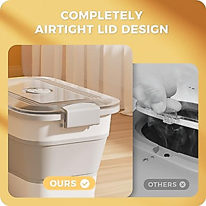 Airtight Dog Food Storage Container Up to 𝟮𝟯 𝗹𝗯𝘀,【Keep Dry Food Fresh】 Collapsible Pet Food Container with Clear Lid,【Ready to Use】 Cat Treart Container with Attachable Casters and Measuring Cup