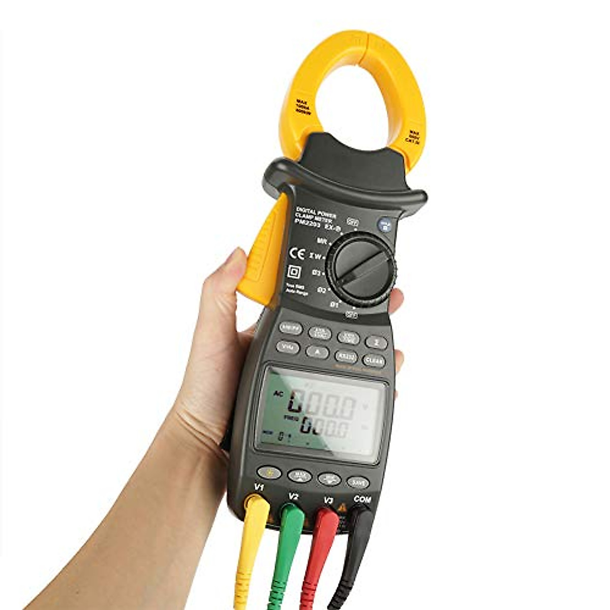 Jeanoko Professional Clamp Meter MS2203 3-Phase Digital Multimeter Power Factor Clamp Meter Digital Clamp Meter