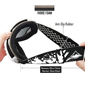 Extra Mile Ski Goggles, Anti-Fog Protection Snowboard Dual Lens for Men Women