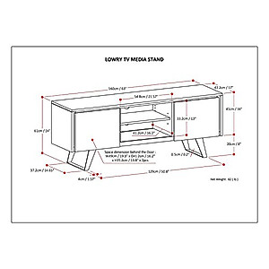 SIMPLIHOME Lowry SOLID WOOD Universal TV Media Stand, 63 inch Wide, Modern Industrial, Living Room Entertainment Center with Storage, for Flat Screen TVs up to 70 inches in Distressed Grey