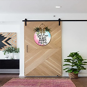 Girl Cave Sign, Girls Room Front Door Sign Baby Toddler Kids Bedroom Living Room Hanging Rustic Wood Farmhouse Nursery Toddler Room Decoration Girl Cave Round Door Hanging Sign 11"