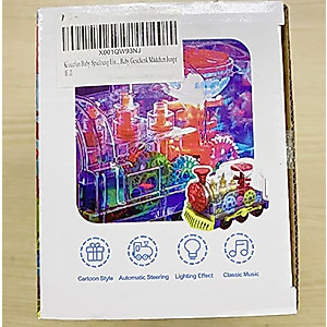 Kizeefun Light Up Train Toy for Toddlers: Transparent Gear Car Toy for Kids with Cool Light and Music Educational Crawling Toys for Baby Boys and Girls