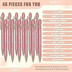 48 Pcs Christian Ballpoint Pens Inspirational Pens Bible Pens Novelty Pens Bulk Pens Metal Stylus Pens Motivational Pens for Women Teacher Office Black Ink (Rose Gold, Ladies Style)