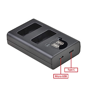 Batmax 2Packs LP-E5 Battery + LCD Dual USB Charger with Type C Port for Canon EOS Rebel XS, Rebel Xsi, Rebel T1i, 1000D, 500D, 450D, Kiss F, Kiss X2, Kiss X3