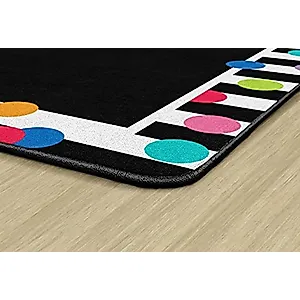 Flagship Carpets Schoolgirl Style Just Teach Bright Polka Dot Border Classroom Area Rug for Indoor Classroom Learning or Kid Bedroom Educational Play Mat, 5'x7'6", Multi