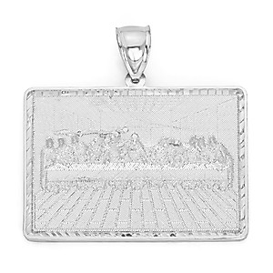 Golden Fire 925 Sterling Silver Last Supper Pendant for Religious Hip Hop Chain Jewelry, Catholic Faith Gifts for Him