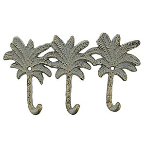 The Bridge Collection Tropical Palm Trees Cast Iron Wall Hook Key Hanger for Keys- Beach House Nautical Coastal Decoration Decor Gift