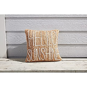 Mud Pie Hello Sun Jute Porch Pillow, 18" x 18", Tan