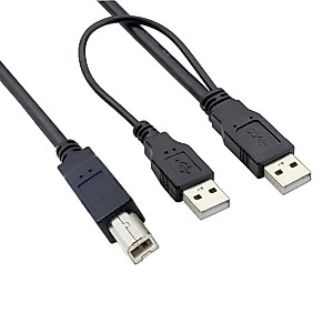cablecc Dual USB 2.0 Male to Standard B Male Y Cable 80cm for Printer & Scanner & External Hard Disk Drive