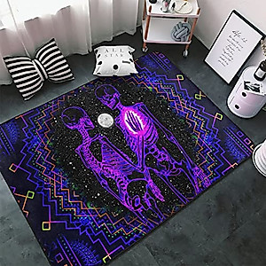 Skull Area Rugs,Blacklight Skull Trippy Area Rug,Rugs Non-Slip 3x5 Area Rug Carpet Soft Rugs Decor for Kitchen Bedroom Dining Home Room 60"X39"
