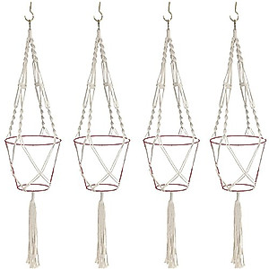 Sorbus Macrame Plant Hanger [4 Pack] Indoor Outdoor Hanging Plant Pots Cotton Rope, Elegant for Home, Patio, Garden