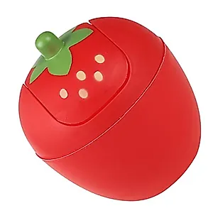 Toddmomy Mini Desktop Trash Can Strawberry Swing Lid Trash Bin Plastic Small Waste Bin Garbage Bin for Home Office Car (Red)