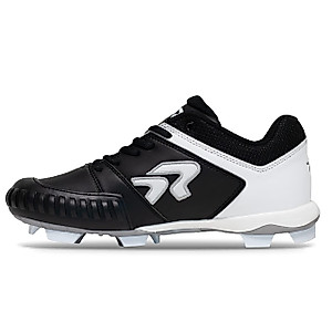 Ringor Flite Softball Cleats with Pitching Toe for Women | Lightweight, Durable, and Superior Traction Size 10 | Black & White