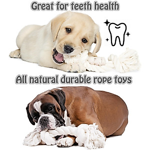 Barida Pet Supplies 100% Natural Cotton Rope Dog Toys, Premium White Cotton Dog Chew Toys, Puppy Chew Toys for Teething, Puppy Toys Small Dogs, Medium Dog Toys -Tough Dog Rope Toys