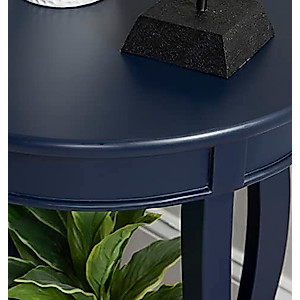 Powell Navy Blue Shapely Legs and Shelf Phipps Round Side Table