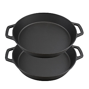 Home VSS Large Pre-Seasoned Cast iron Skillet 17" Dual handle,Commercial grade Outdoor Camping cooking tool,Pizza, Frying pan can use on Open fire,Grill,Stovetop,Induction,Oven.