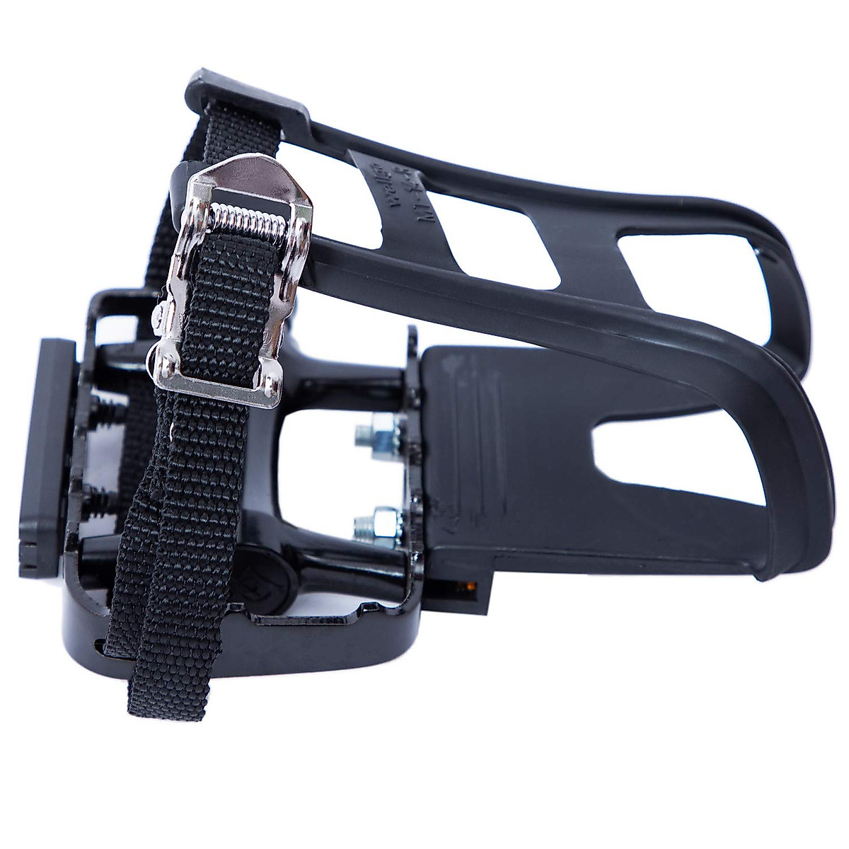 YBEKI Bike Pedals with Clips and Straps, for Exercise Bike, Spin Bike and Outdoor Bicycles, 9/16-Inch Spindle Resin/Alloy Bicycle Pedals, Half Year Warranty (Black)