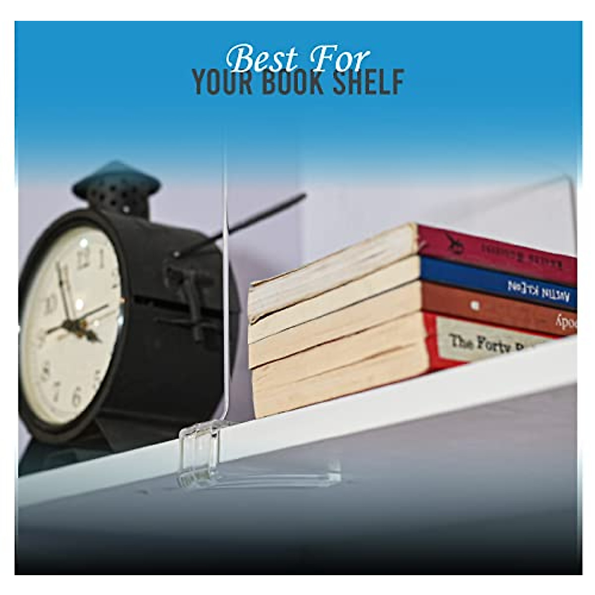 Decoile 8 PCS Clear Acrylic Shelf Dividers for Closet Organization, Closet Clothes dividers, Wood Shelves Organizer for Bedroom, Kitchen, Office, Cabinets and Bathroom.