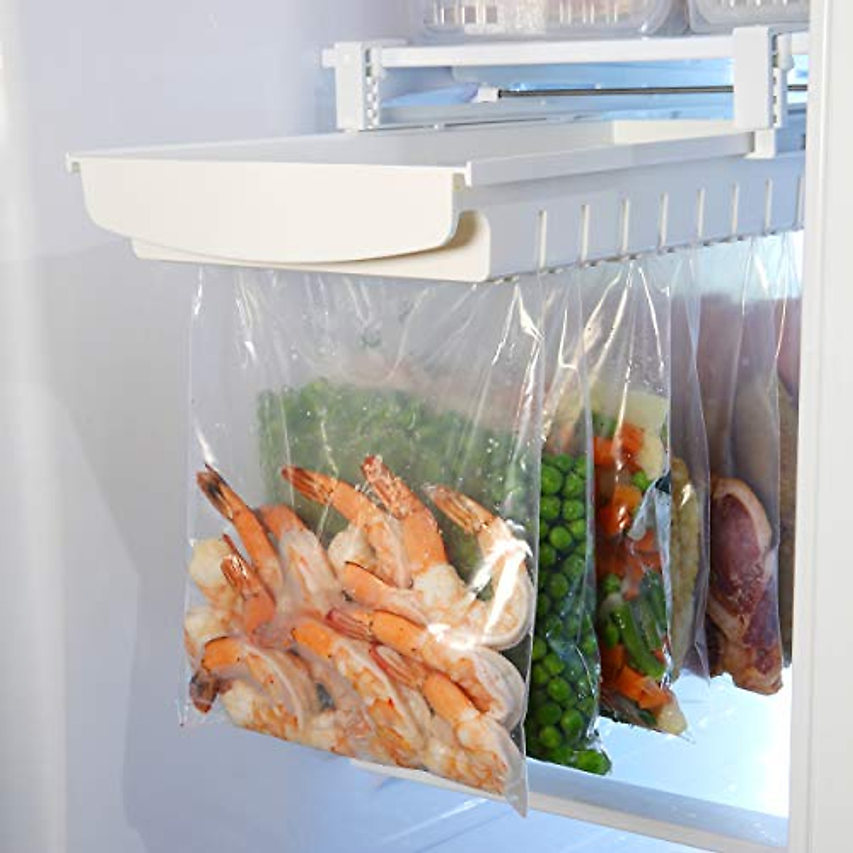 HAIM Living Zipper Bag Organizer for Fridge Freezer Refrigerator - Best Solution to Clean and Organize Zipper Bag Tray Zipper bag Holder Rack Hanger