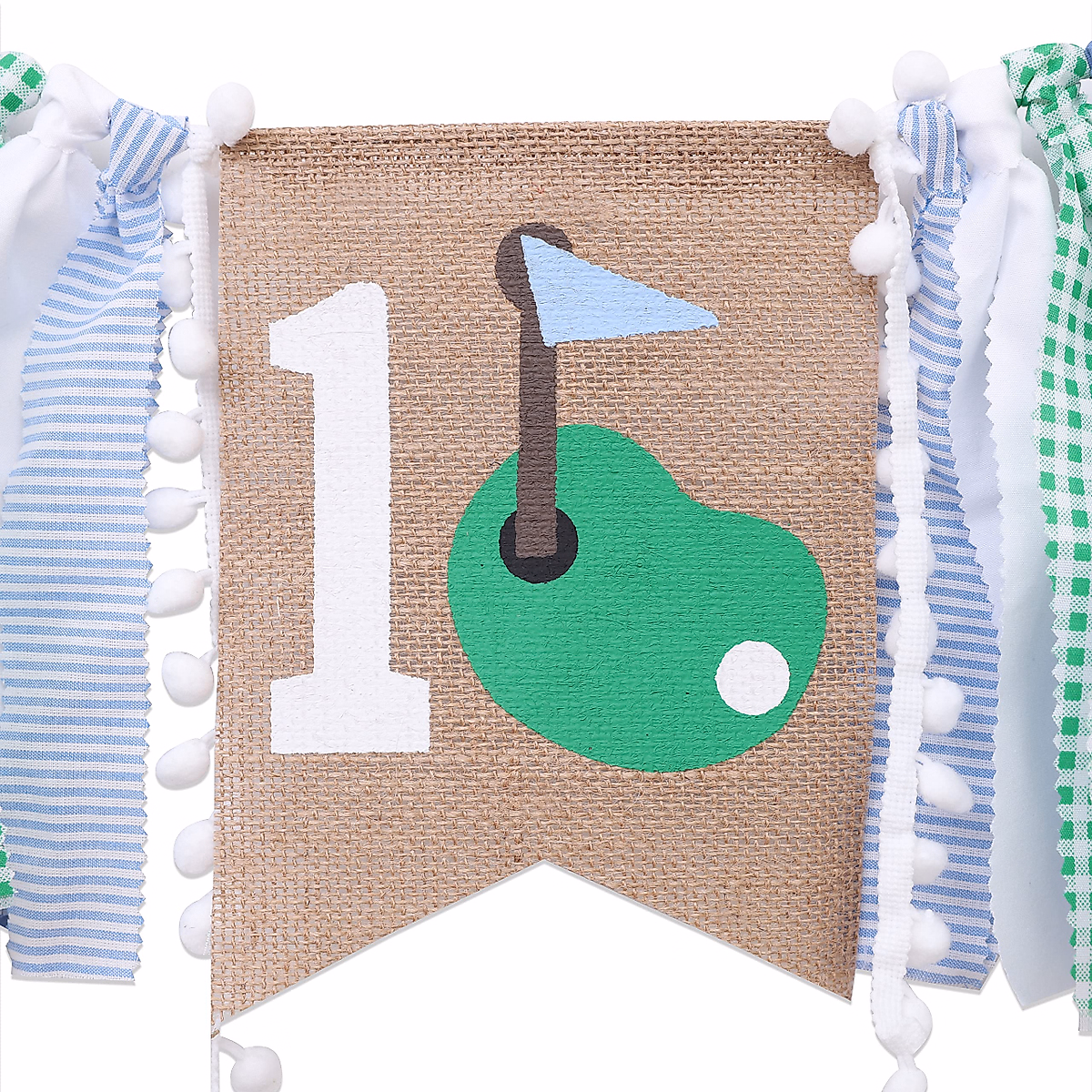 1st Birthday Highchair Banner,Golf Theme 1st Birthday Banner, One Banner 1st Birthday Boy, Highchair Banner 1st Birthday Boy, Happy Birthday Banner, Green Blue First Birthday Golf Theme Party Toppers